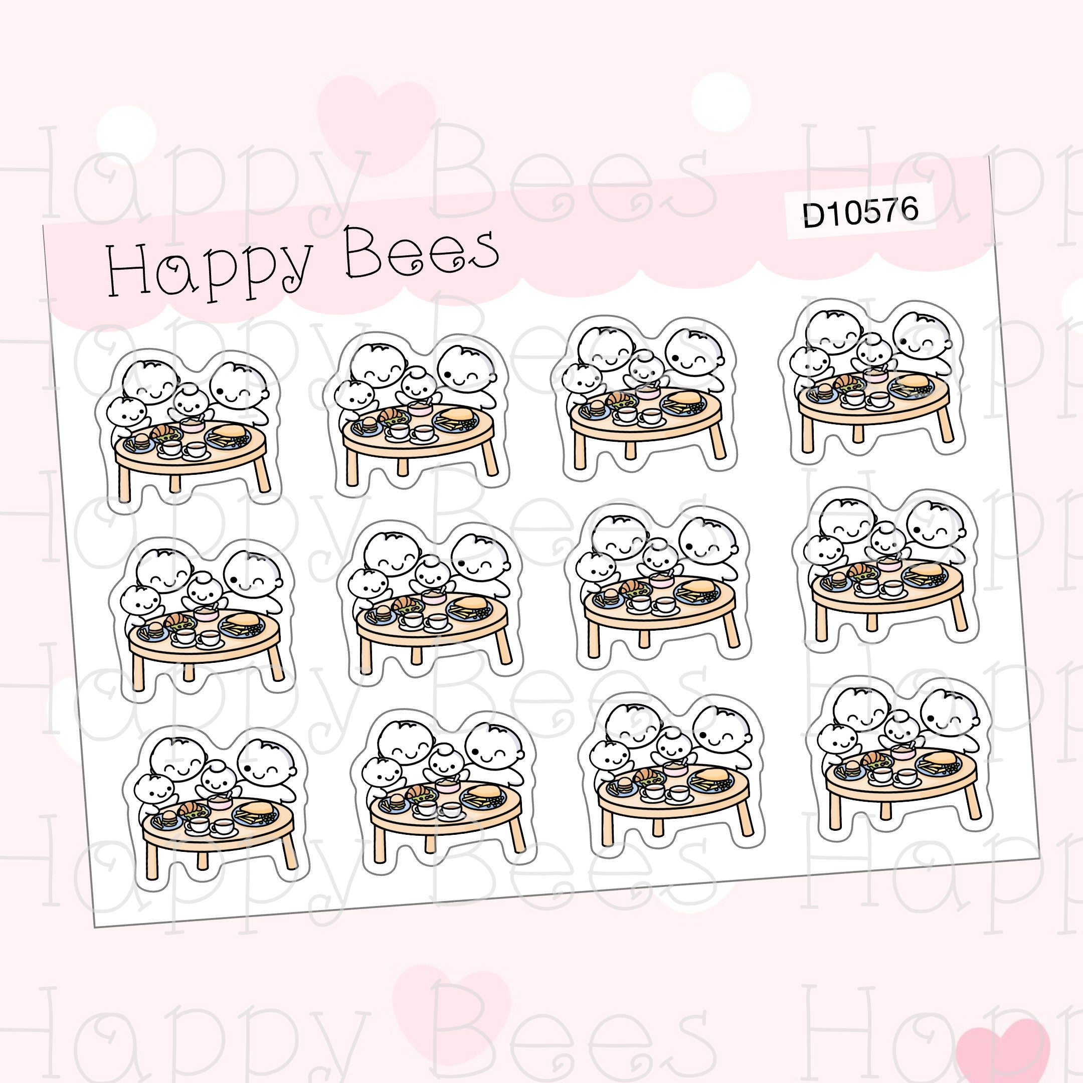 Family Eating Doodles - Cute Journal Planner Stickers D10576 – happybeesuk
