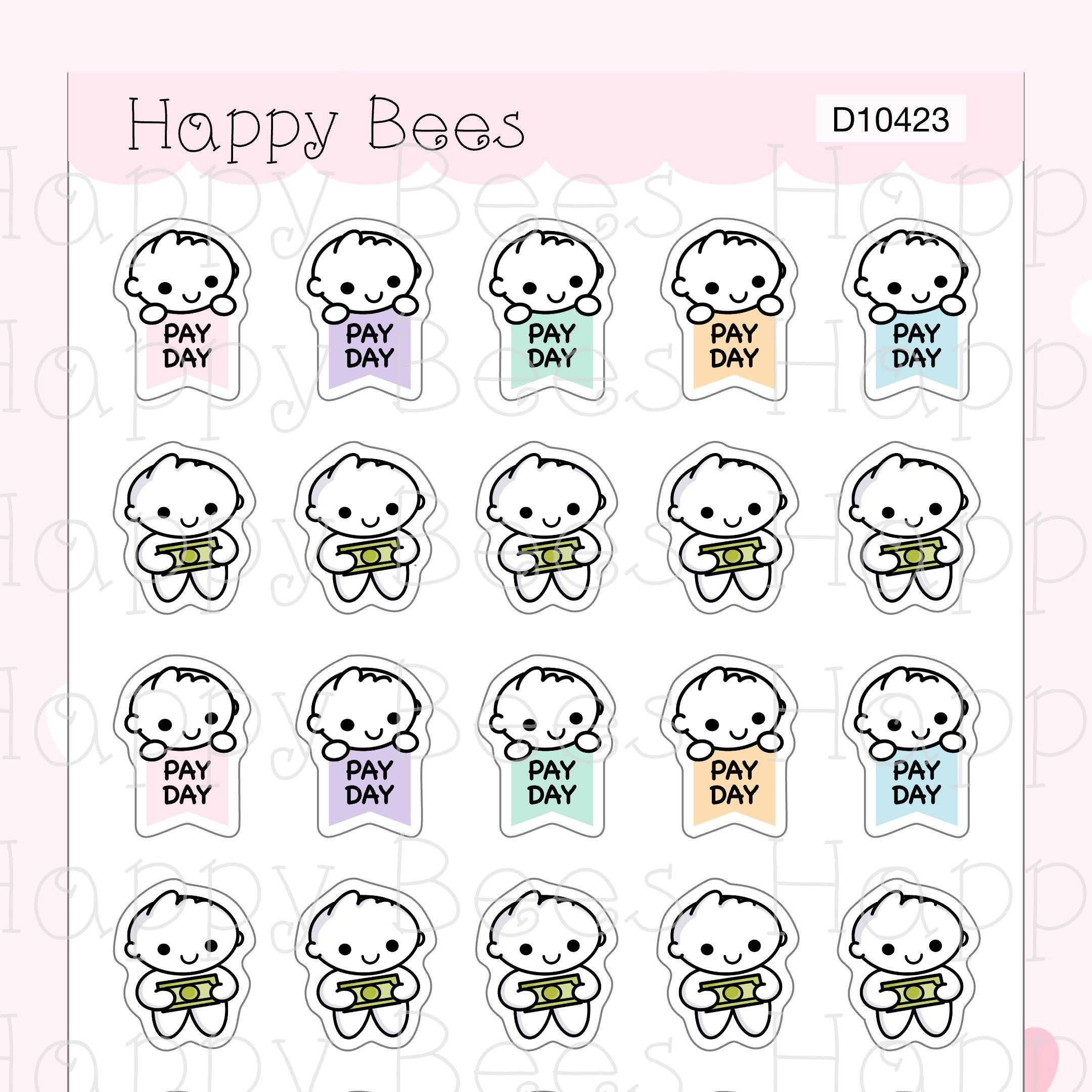 Payday Doodles Vol. 2 - Cute Finance Money Planner Stickers D10423 ...